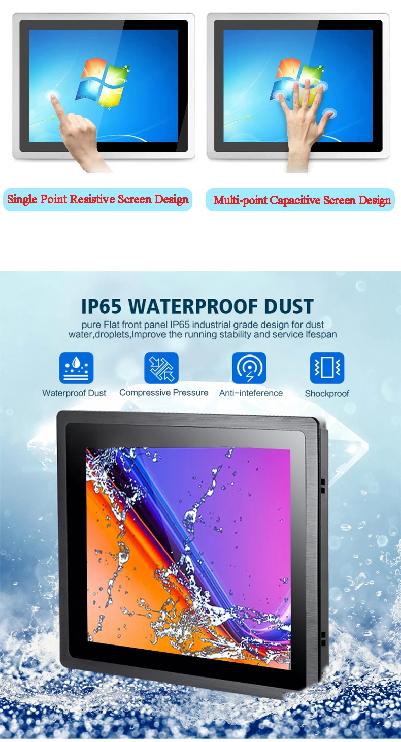 19 Inch Industrial EETI PCAP Capacitive Touch Screen Aluminum Case VGA ...