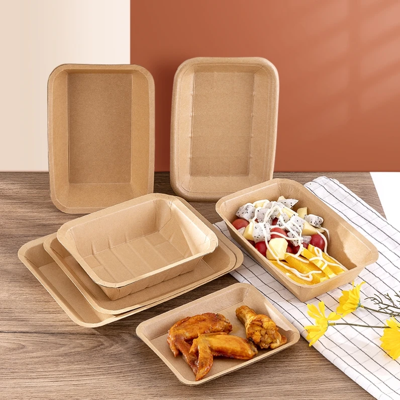 Golden Ocean Disposable Kraft Paper Food Trays Printed Paper French ...