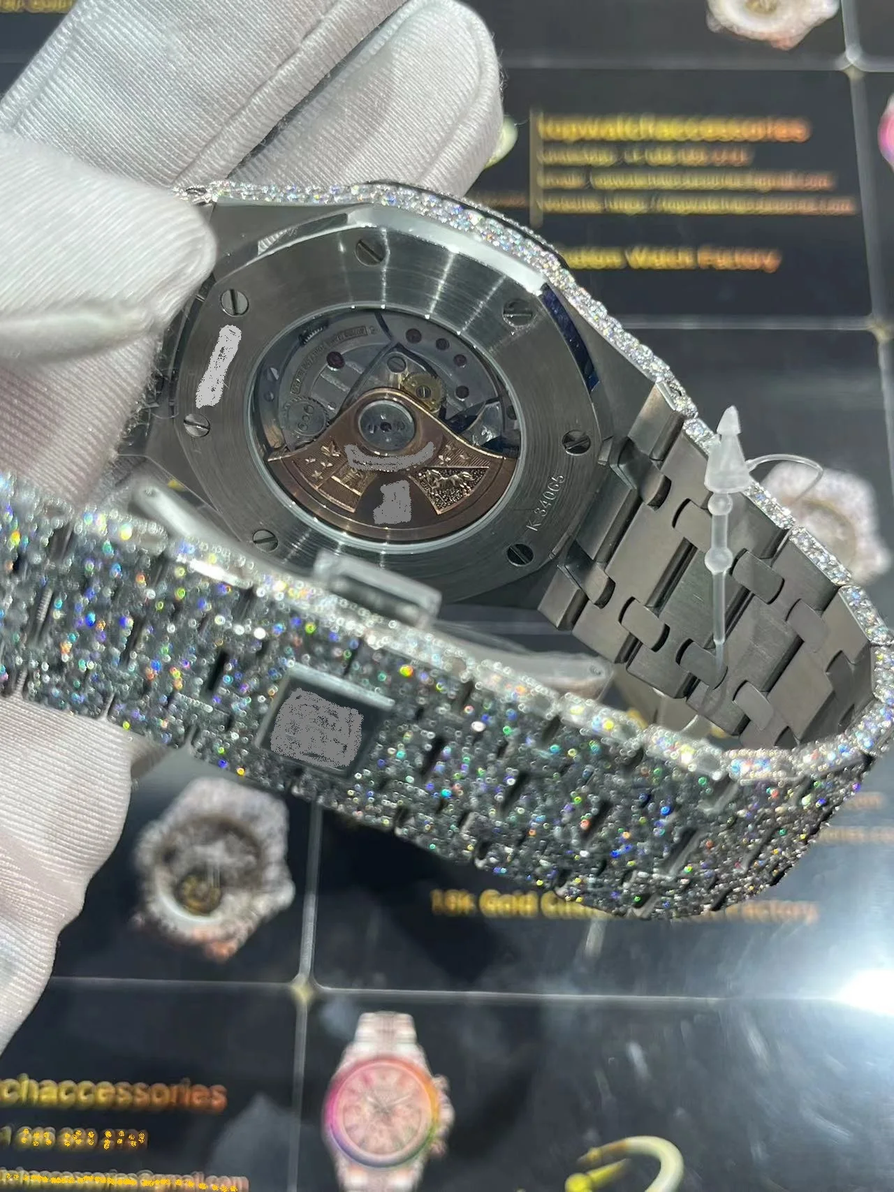 Popular White Moissanite Vvs Cuban Watch Ap 1023 Iced Out Bust Down Hip ...