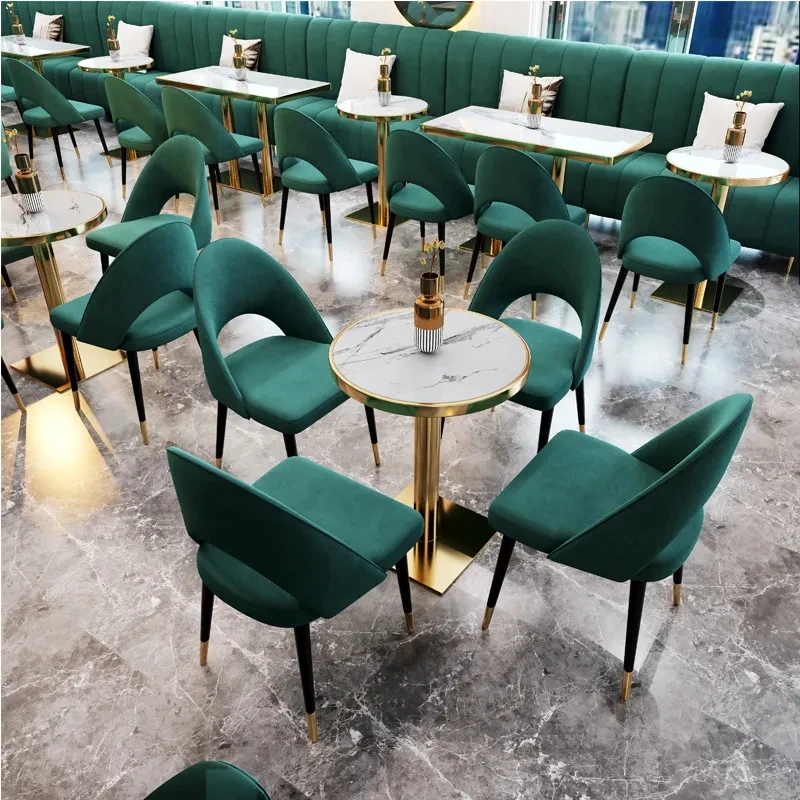 Modern Restaurant Bar Furniture Set Green Leather Velvet Booth Seats ...
