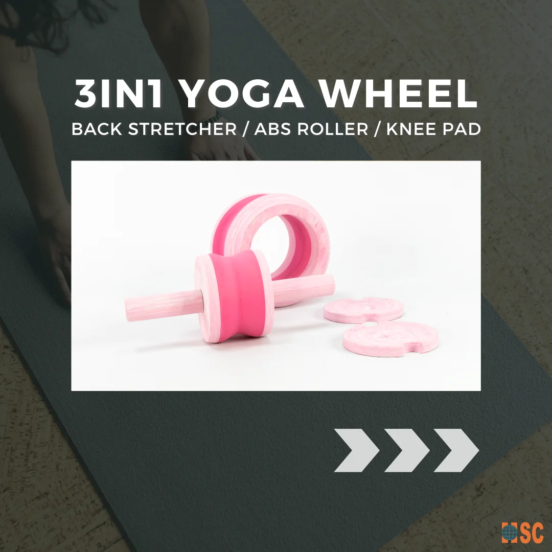 3 In 1 Eva Yoga Wheel For Yoga Pilates Back Stretcher Abs Roller Knee ...