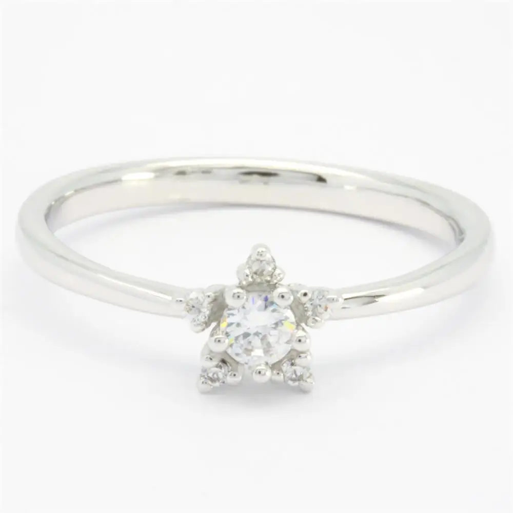 Anniversary Best Choice Luxury 18K White Gold Halo Diamond Star Ring ...