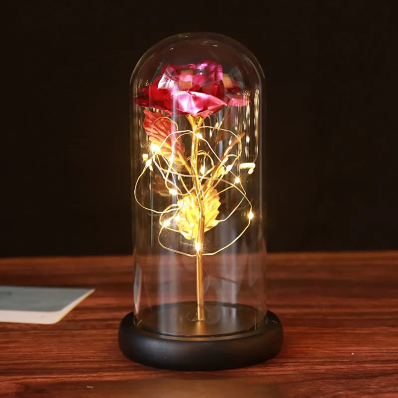Creative Acrylic Led Rose With Lights In Glass Ornament,Eternal ...