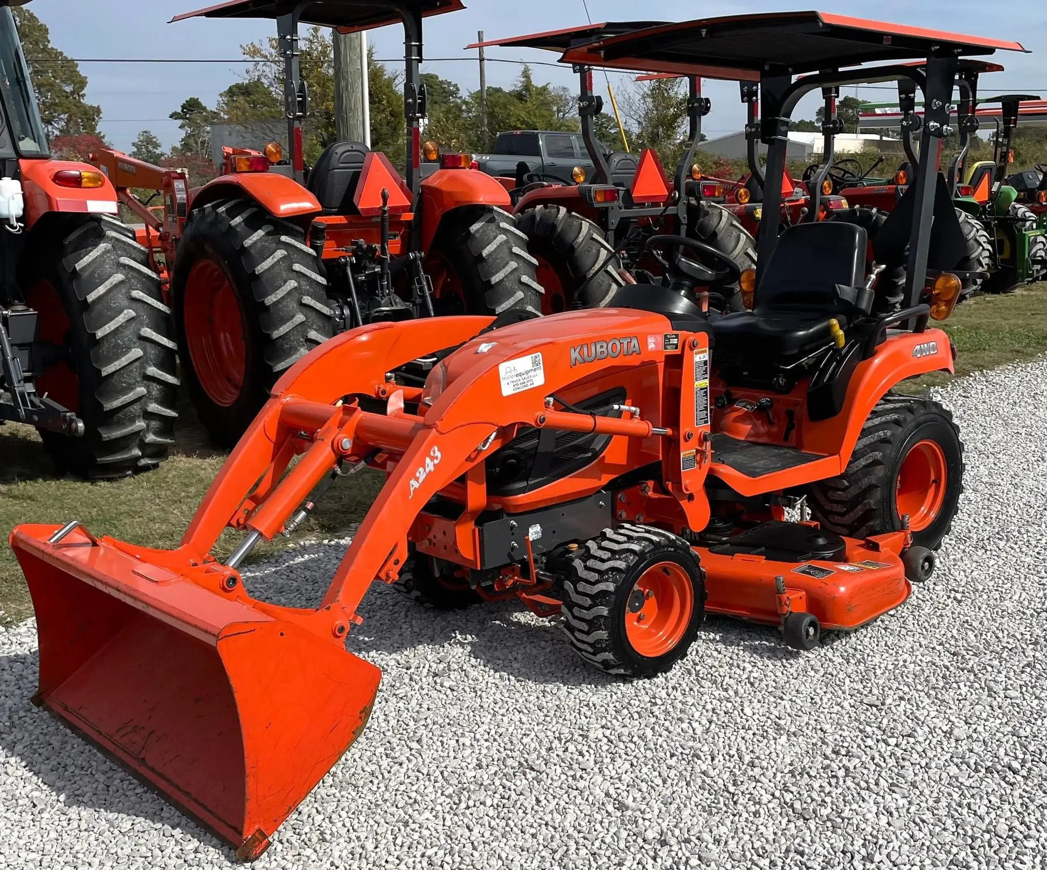 Kubota Bx2360 23hp Mini Tractor With Mower And Front Loader Implement ...