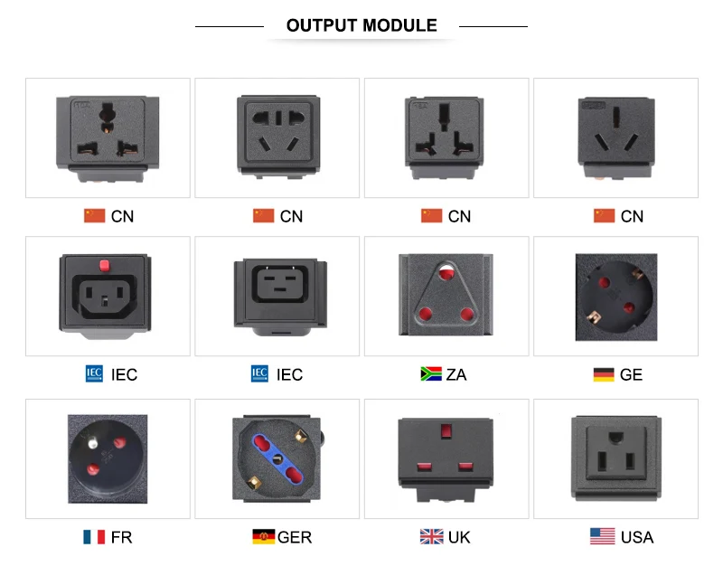 6/8/10/16way C13c14c15 RJ45 19inch IEC UK US Socket Switch