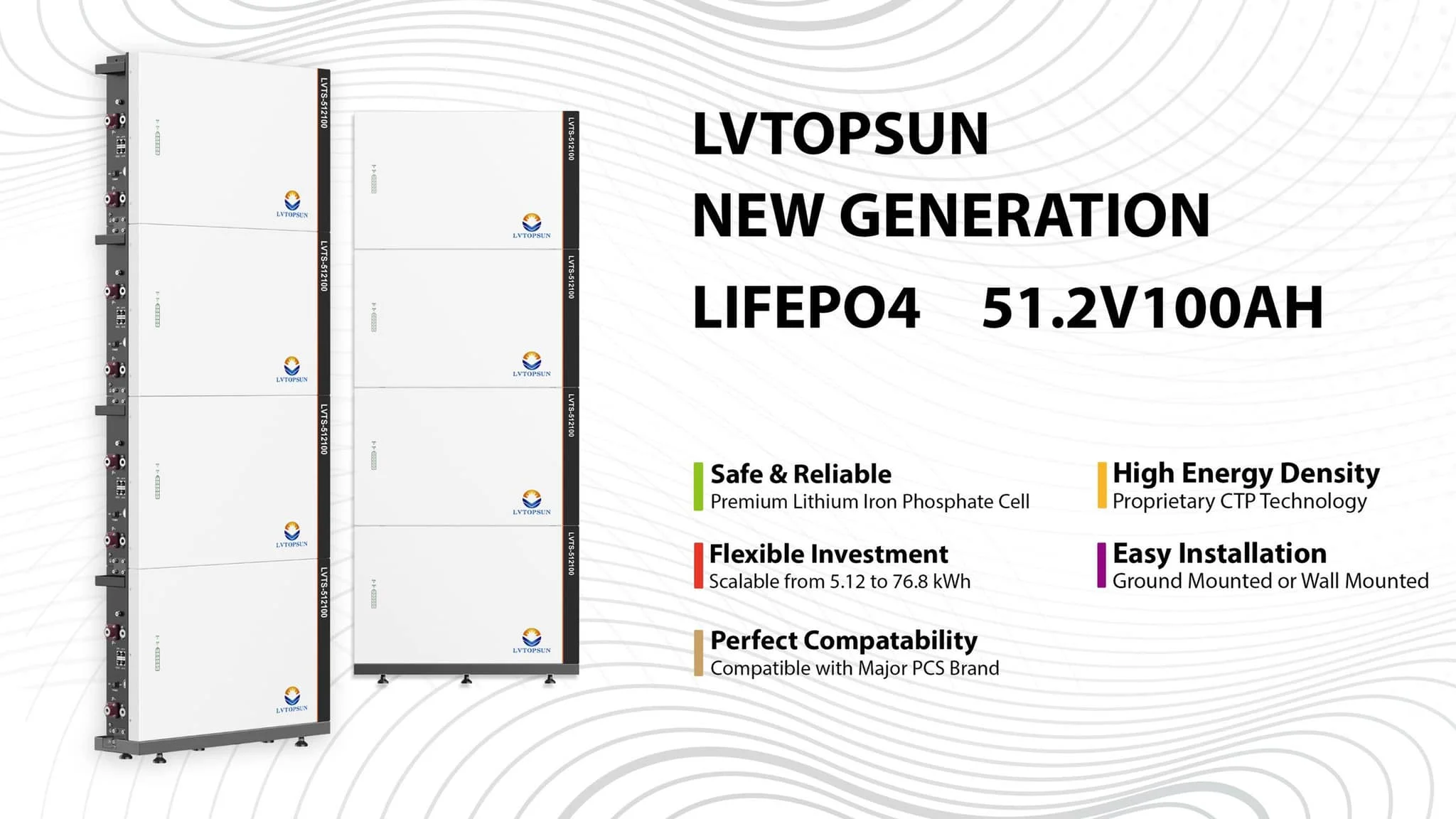 Lvtopsun Hot Sale 51.2v Lithium Ion Battery Deep Cycle Lifepo4 Solar ...