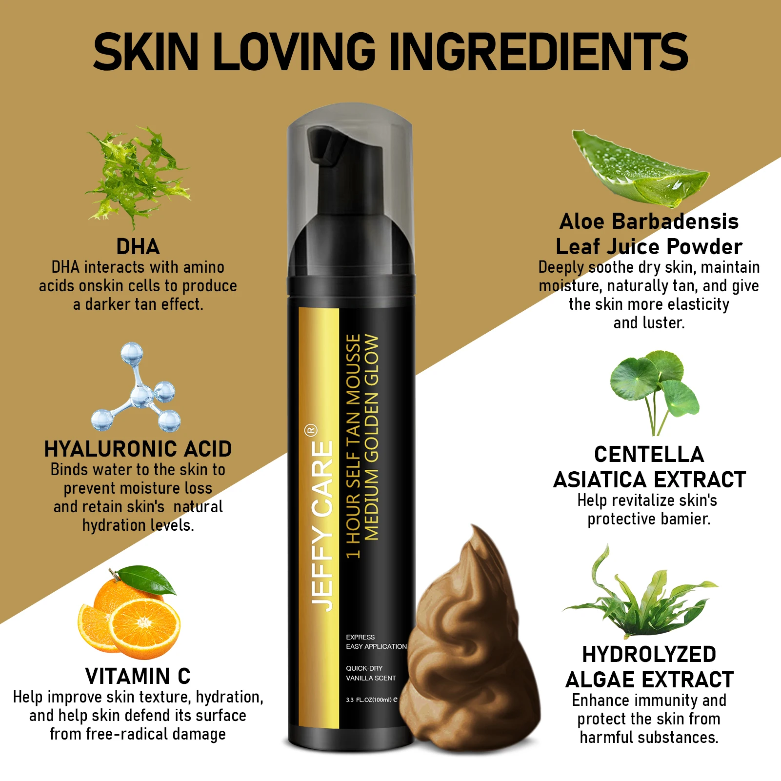 OEM Private Label High Quality Instant Sunless Self Tanning Mousse Foam ...