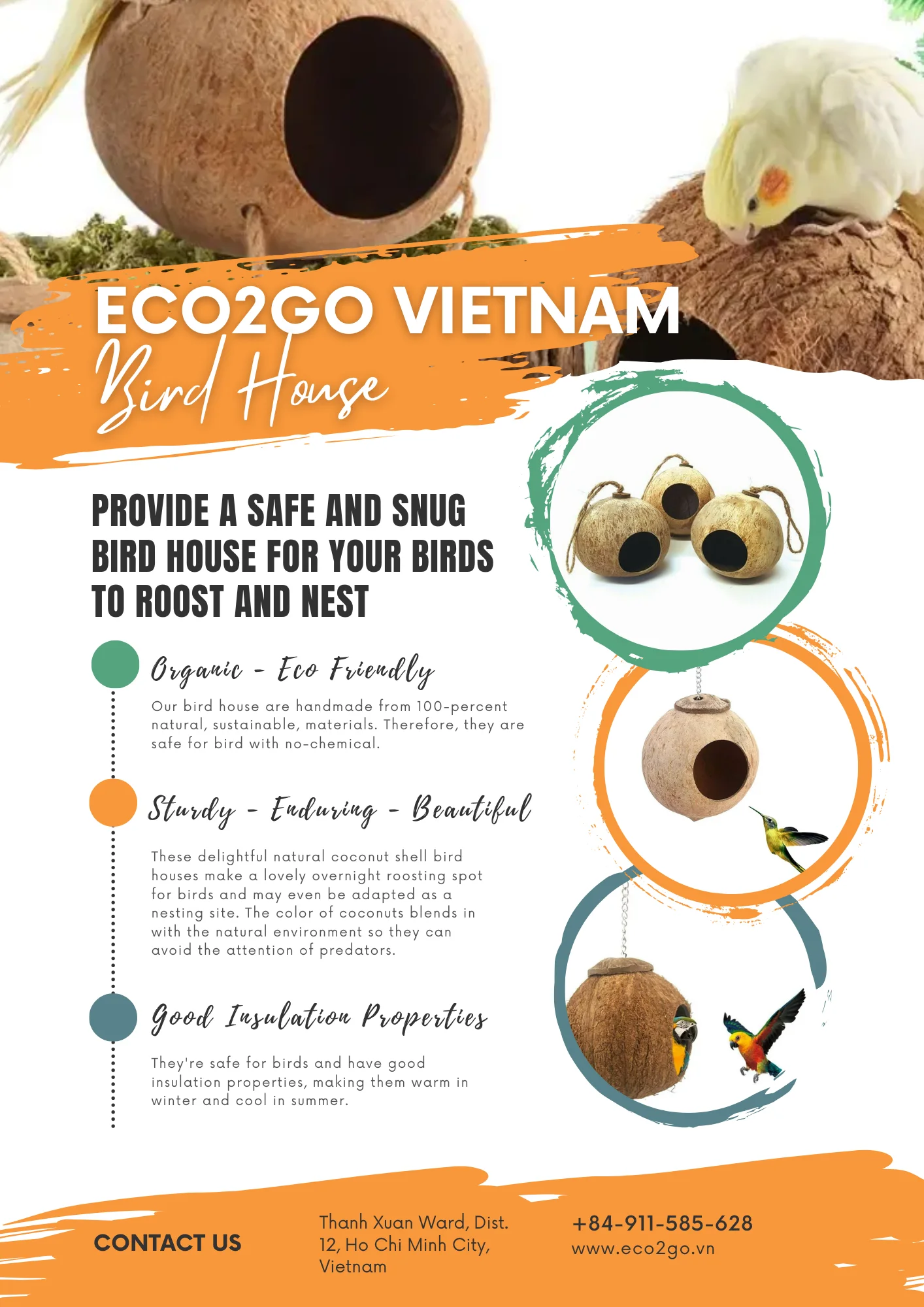 Biodegradable Natural Coconut Bird House / Coconut Shell Bird Nest ...