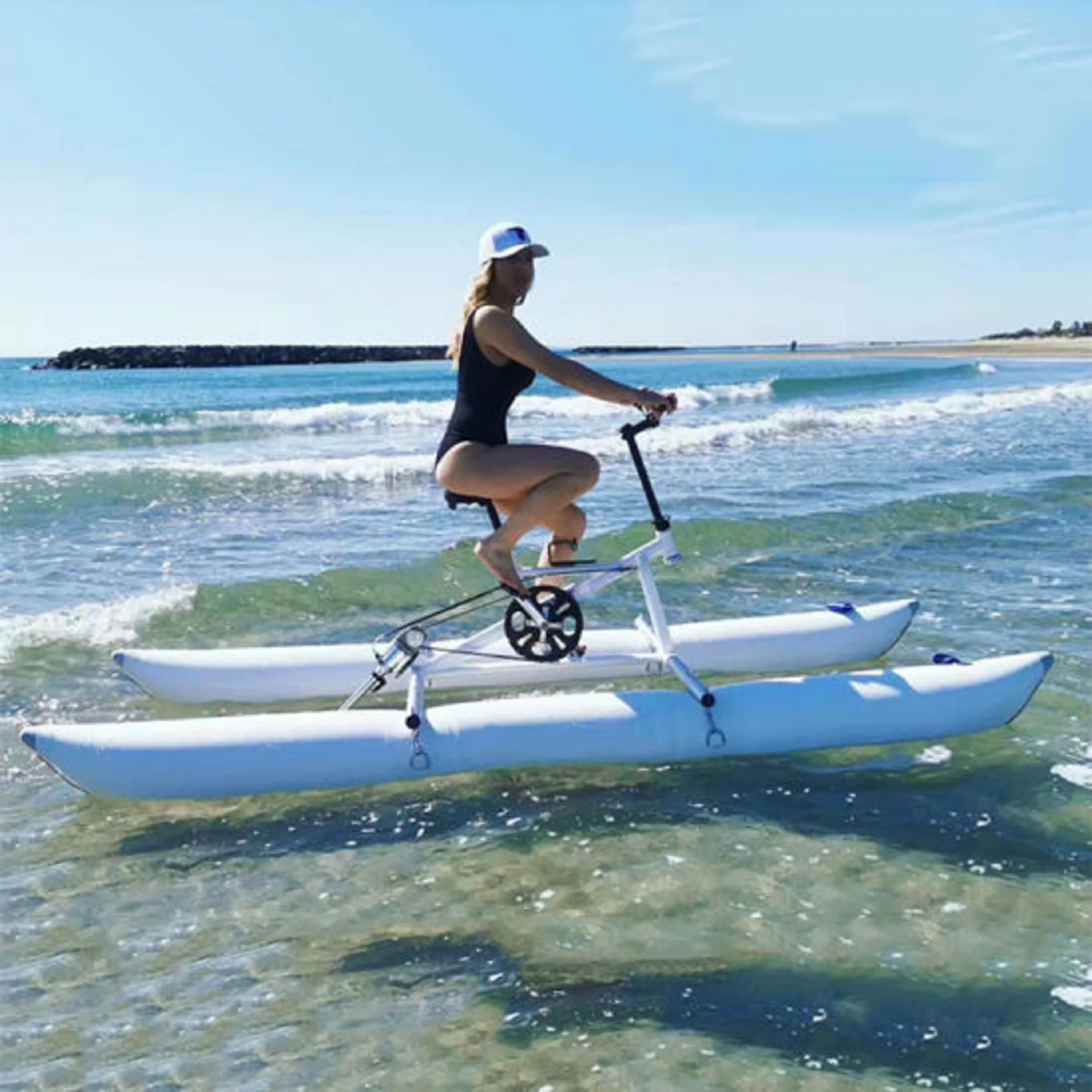Draagbare Watersport Opblaasbare Waterfiets Drijvende Fiets Met ...