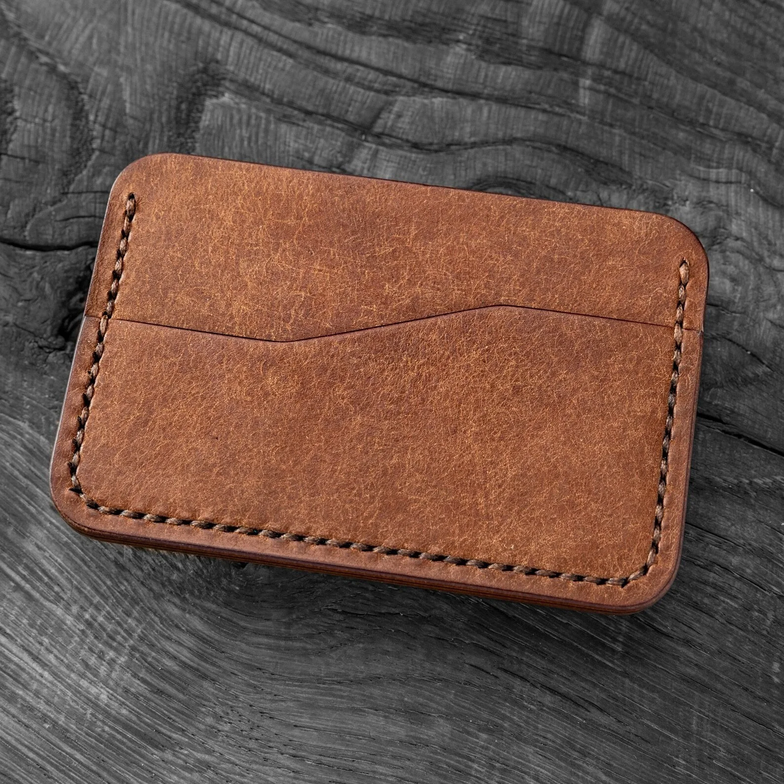 Handmade Tanned Leather Card Holder Wallet Black Brown Easy To Use ...