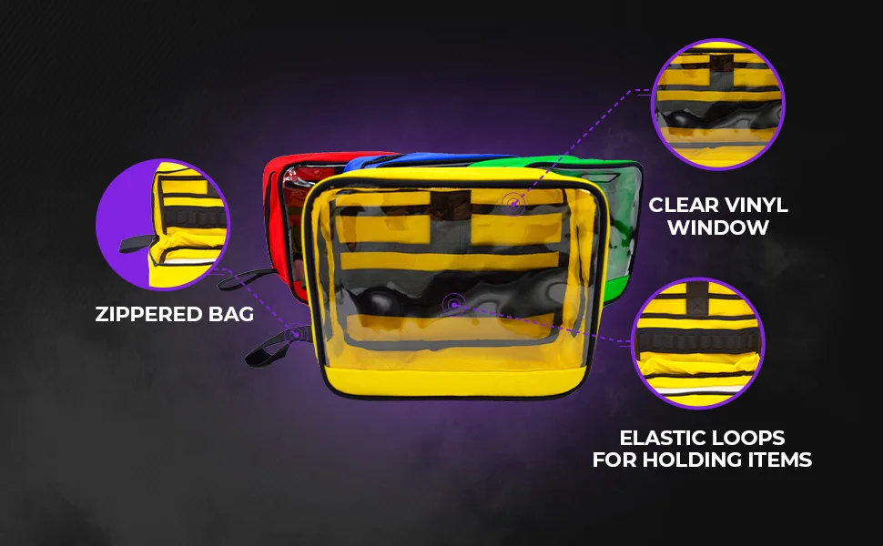 Organizer Color Coded First Aid Bag with Transparent Outer Pocket for ...