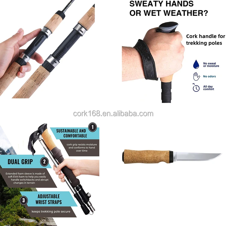 Custom Non-Slip Eco-Friendly Soft Rod Cork Sticks Handle