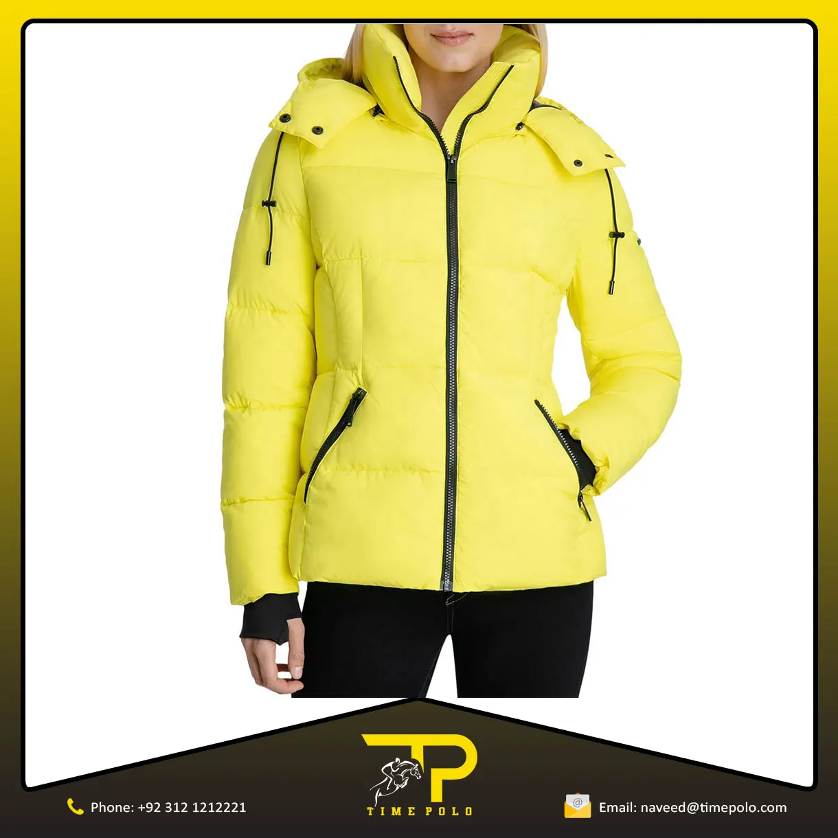 Custom Down Puffer Jacket Winter Ladies Warm Hooded Cotton-padded ...