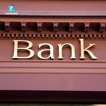 Outdoor Custom Golden Metal Building Signs 3d Storefront Electroplated ...