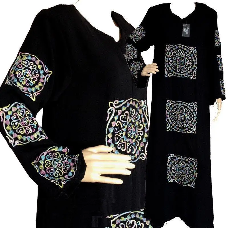 Beautiful New Pattern Design Embroidred Black Abaya For Islamic ...