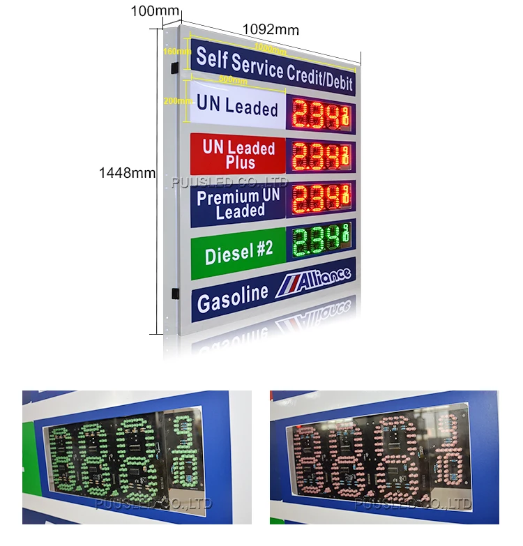 Outdoor LED Programming Sign Display for Gas Stations