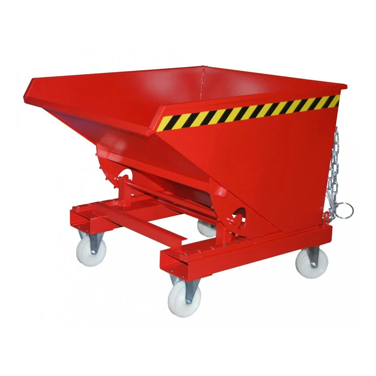 1.8m Self Dumping Trash Hopper Tipping Skips Tipper Chain Lift Bins ...
