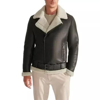 Men's Pilot Bomber Flight Fighter Jacket Sheepskin/cowhide Genuine ...