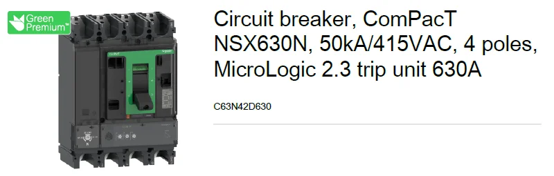 Schneider NSX630N 4P 630A Circuit Breaker - Reliable & Efficient