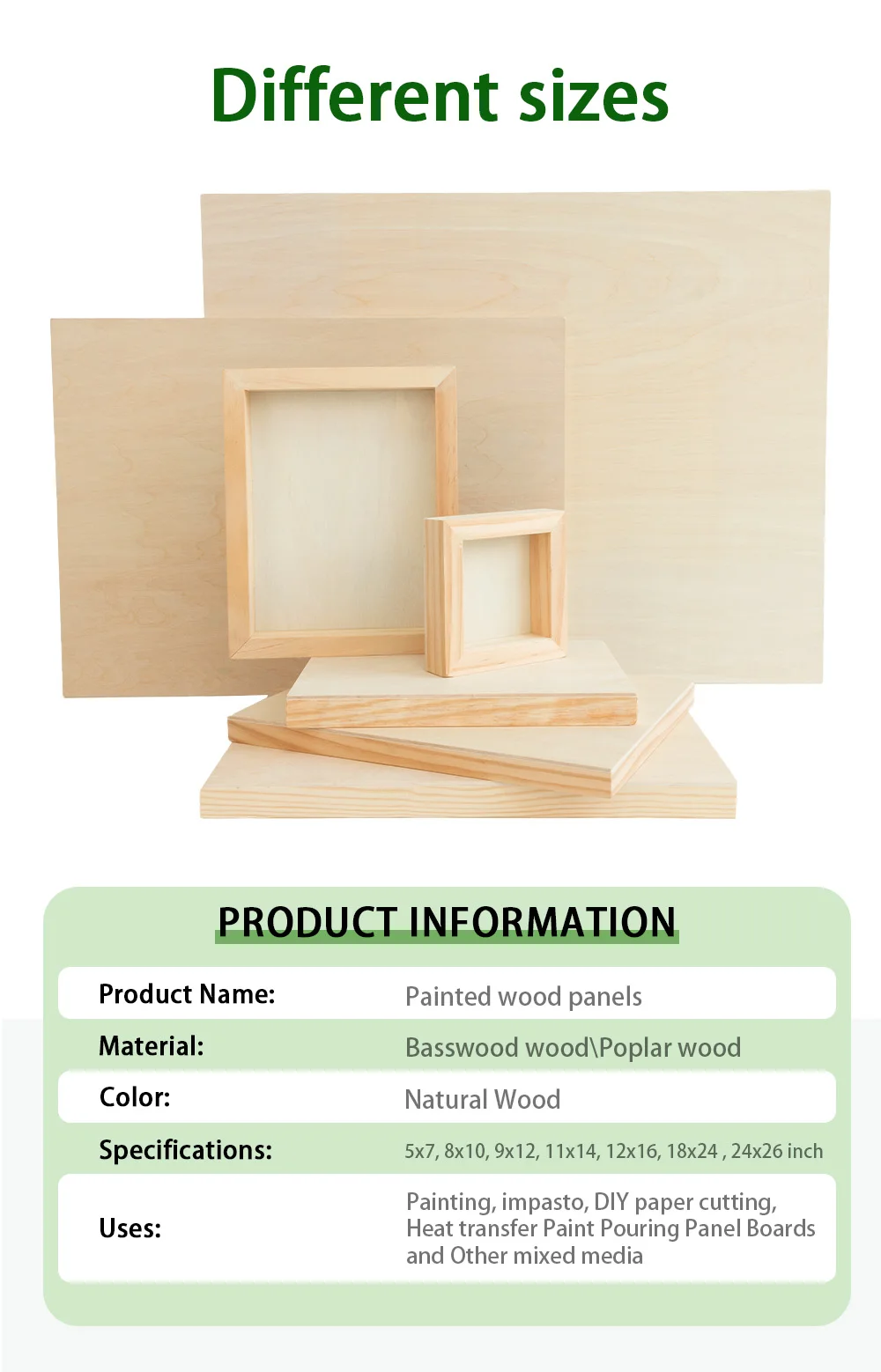 7 Sizes Wooden Canvas Board Kit 1.8cm Deep Unfinished Birch Cradle ...