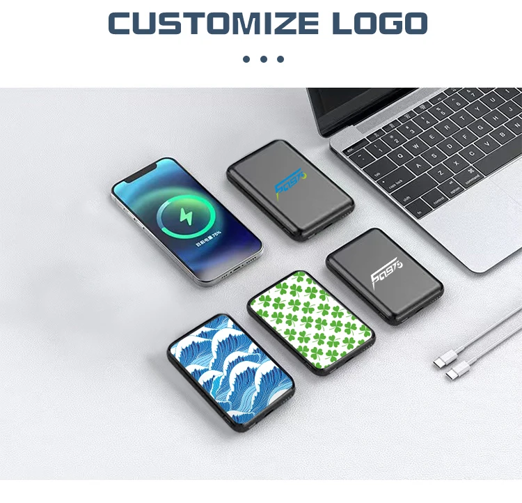 Wireless Battery Magnetic 5000mah Pd20w Portable Pack Slim Wireless ...