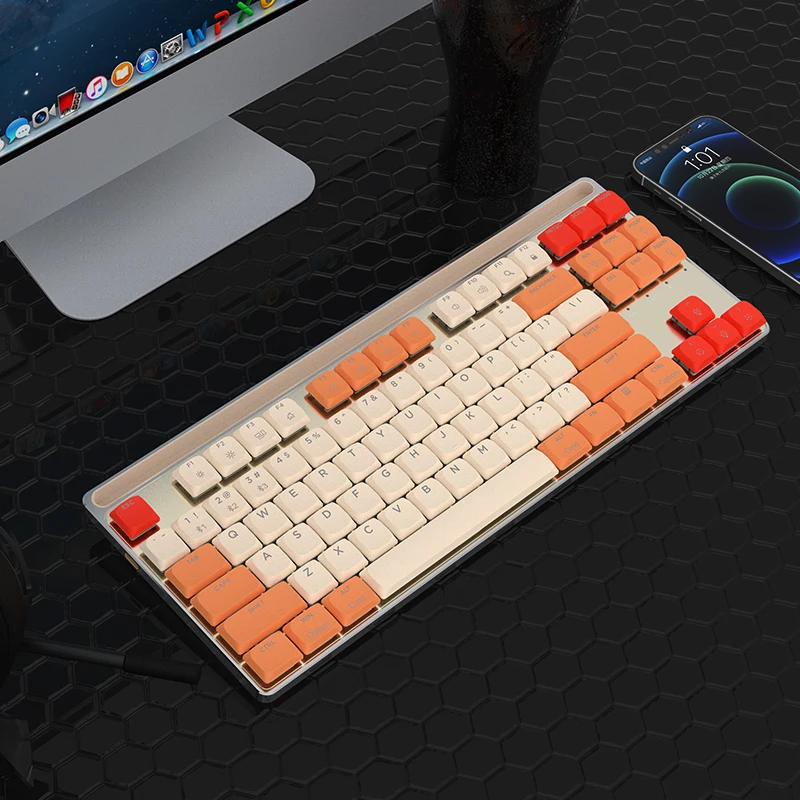 Mechanical Keyboard Brown Switch Gaming Keyboard Tkl Style 2.4g Bt ...