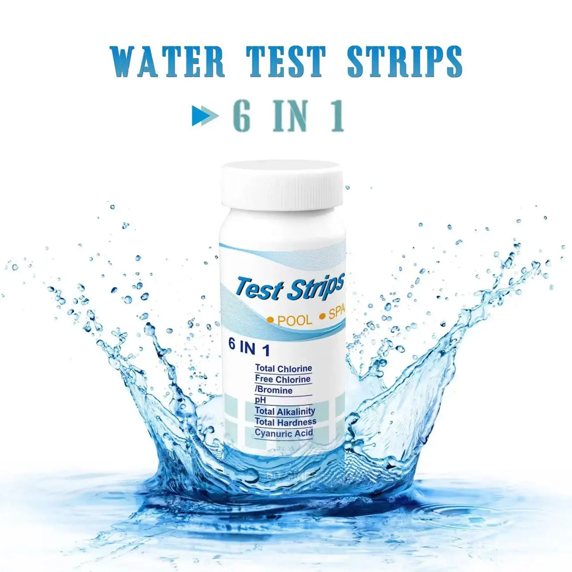 6 Parameters Water Hardness Test Strips Water Ph Test Strip Pool Spa ...
