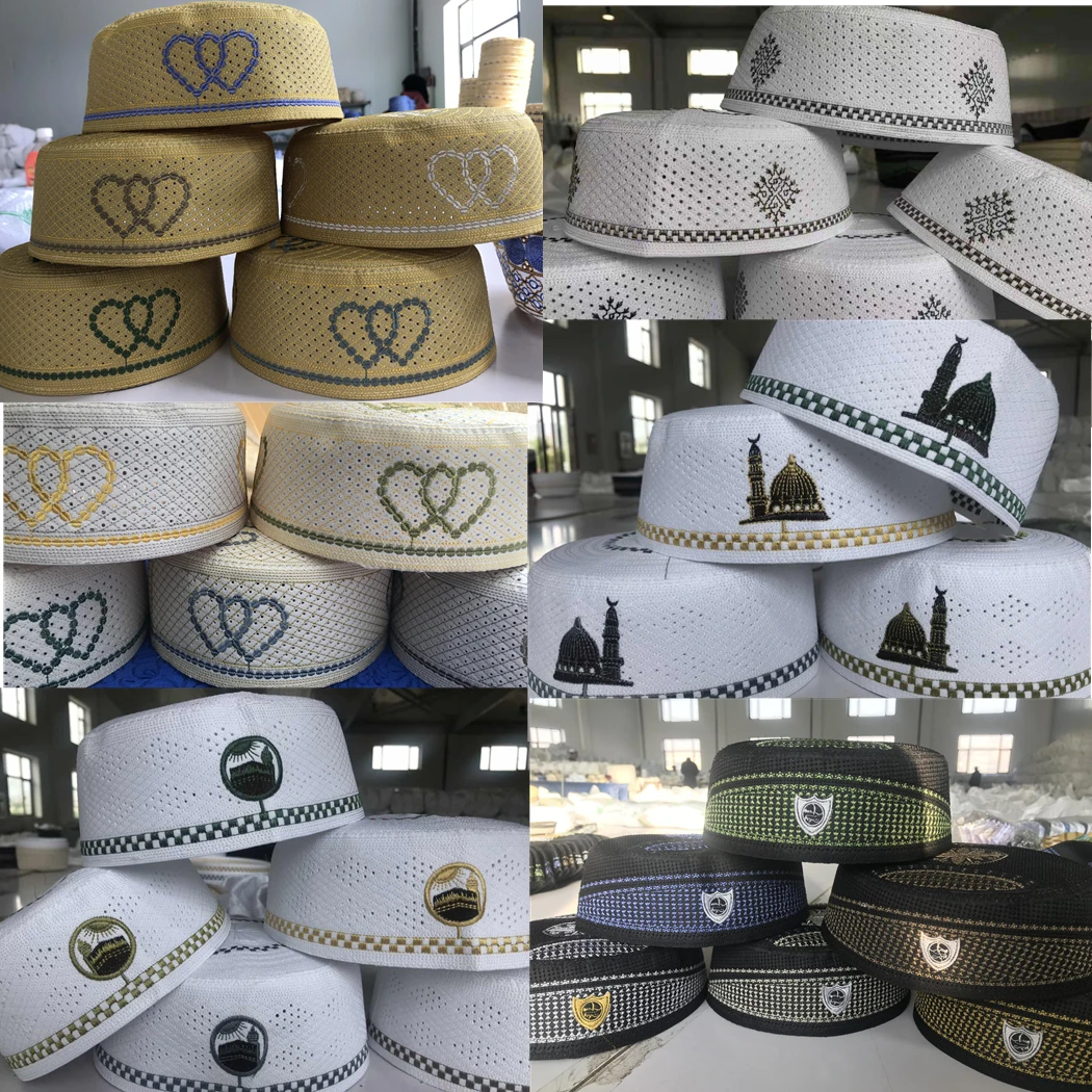 Custom Logo Muslim Kufi Hat Prayer Hat Headwear Islamic Cap Ramadan Eid ...