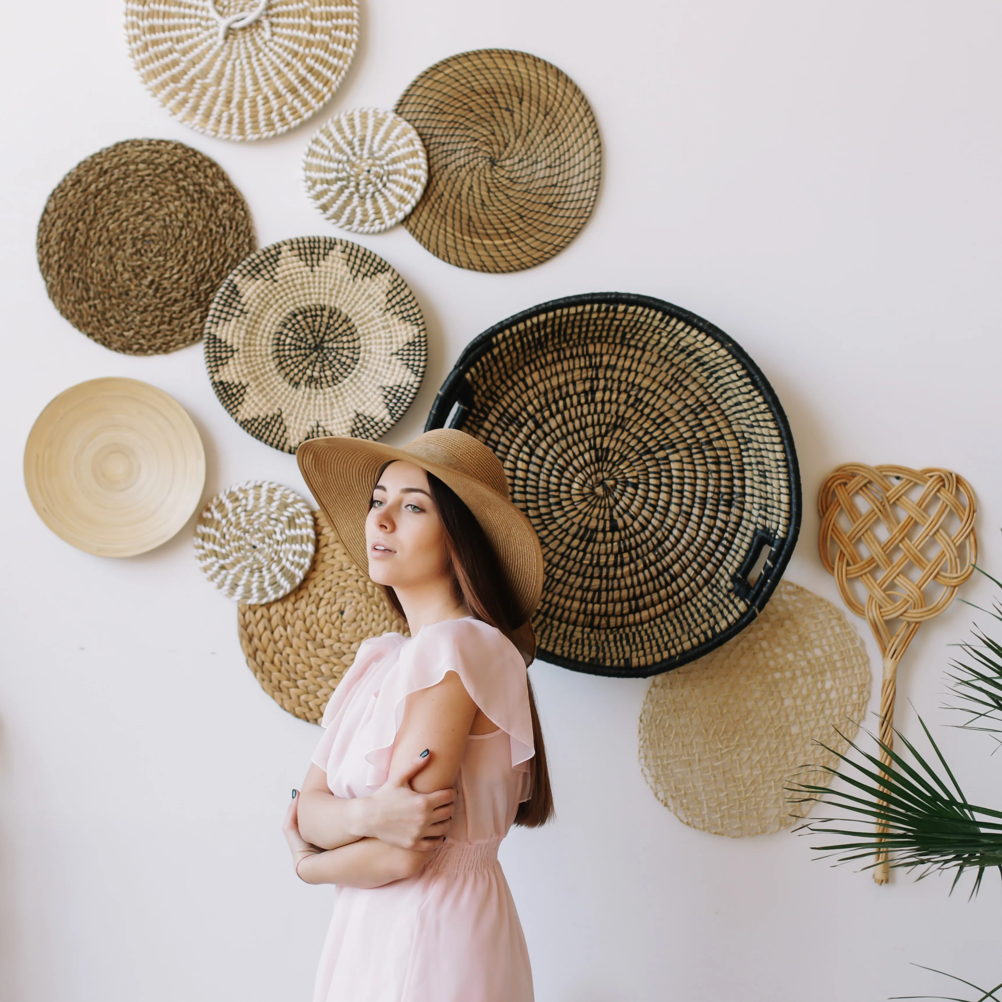 Water Hyacinth Place Mats Solid Pattern Party Handmade Round Shape ...