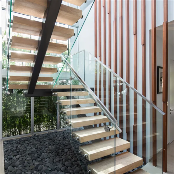 Mono Stringer Steel Frame Staircase with Solid Wood Treads | Custom ...