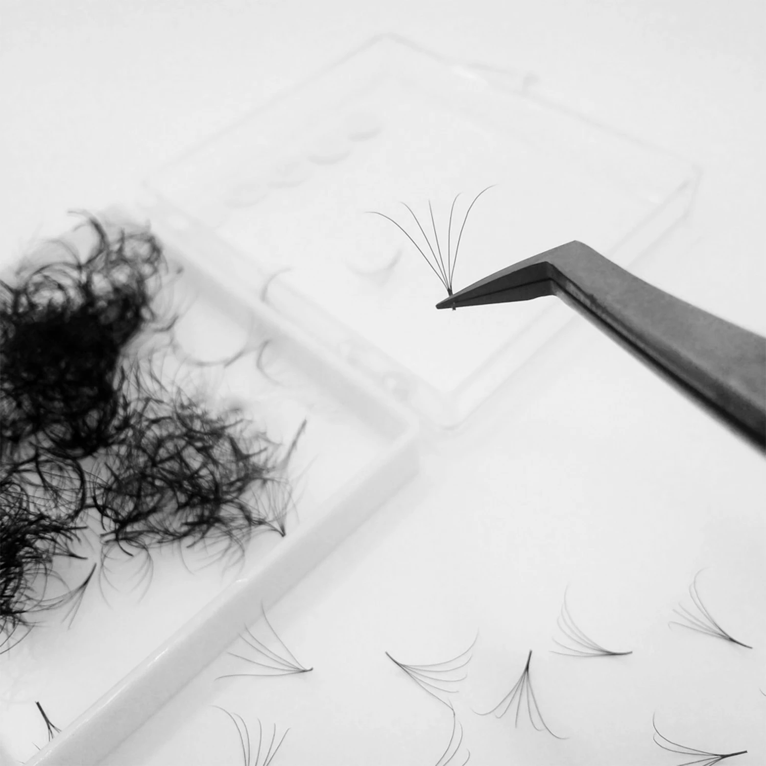 Black Promade Loose Volume Fans 6d Synthetic Hair Handmade Fans With ...