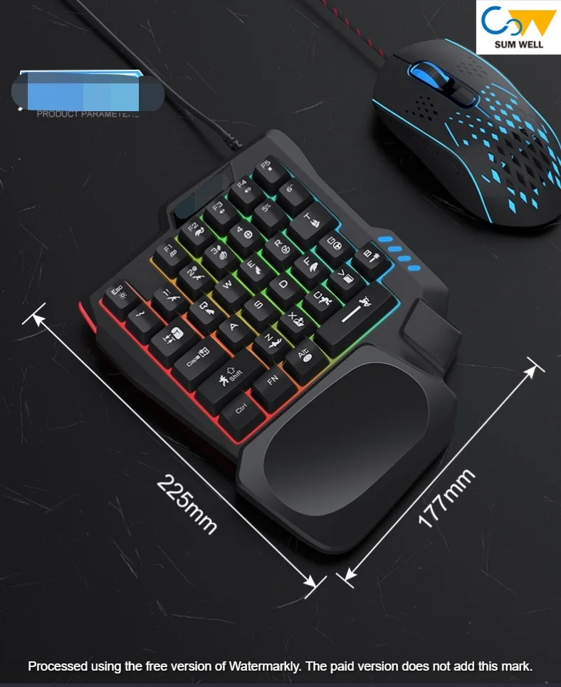 Mechanical Keyboard E-Sports Game One-Handed Small Portable Green ...