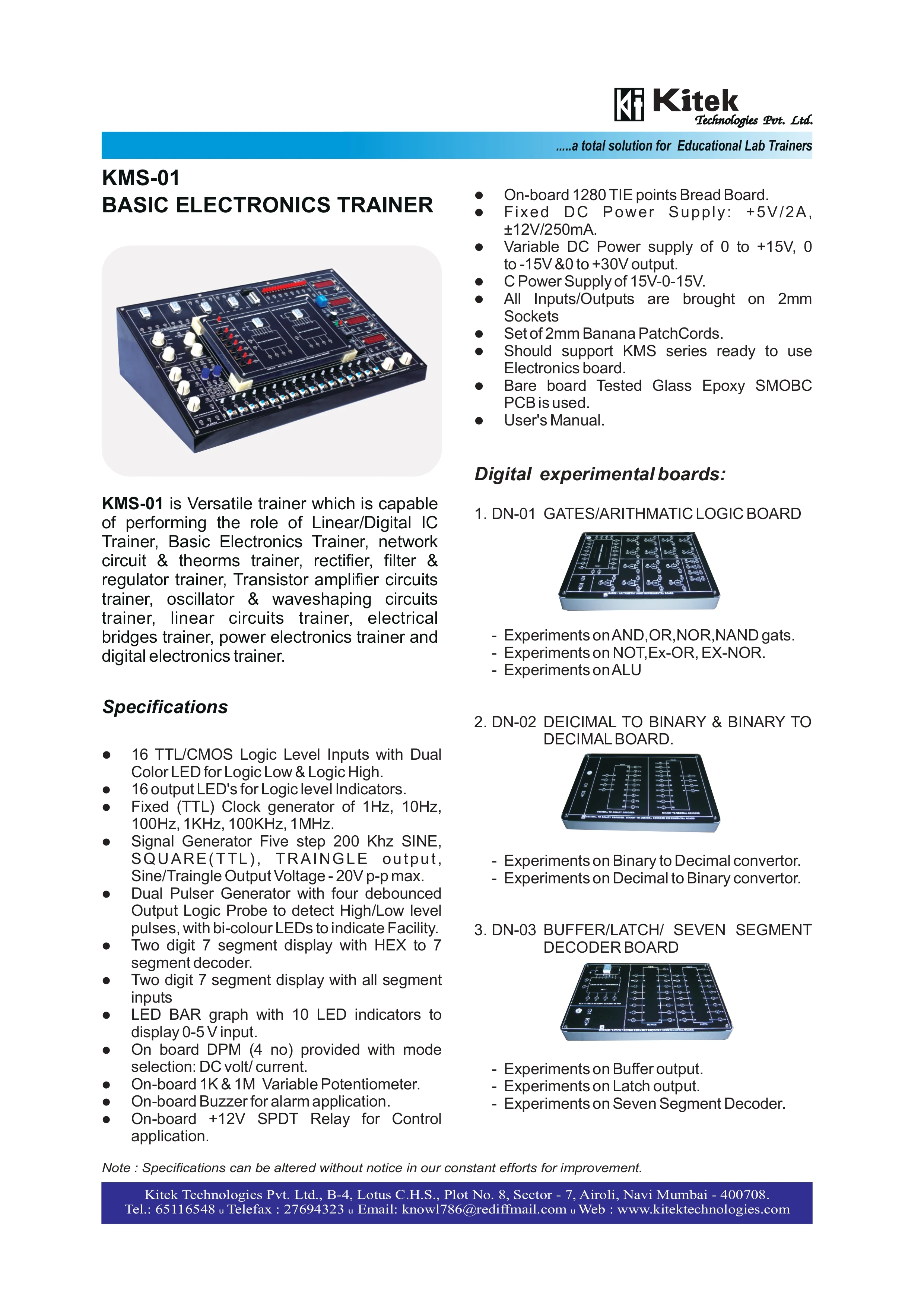 Logic Circuit Trainer Kit - Digital IC Training System