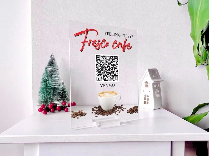 Customizable Transparent Mica QR Board with Personal Code Wood Frames ...