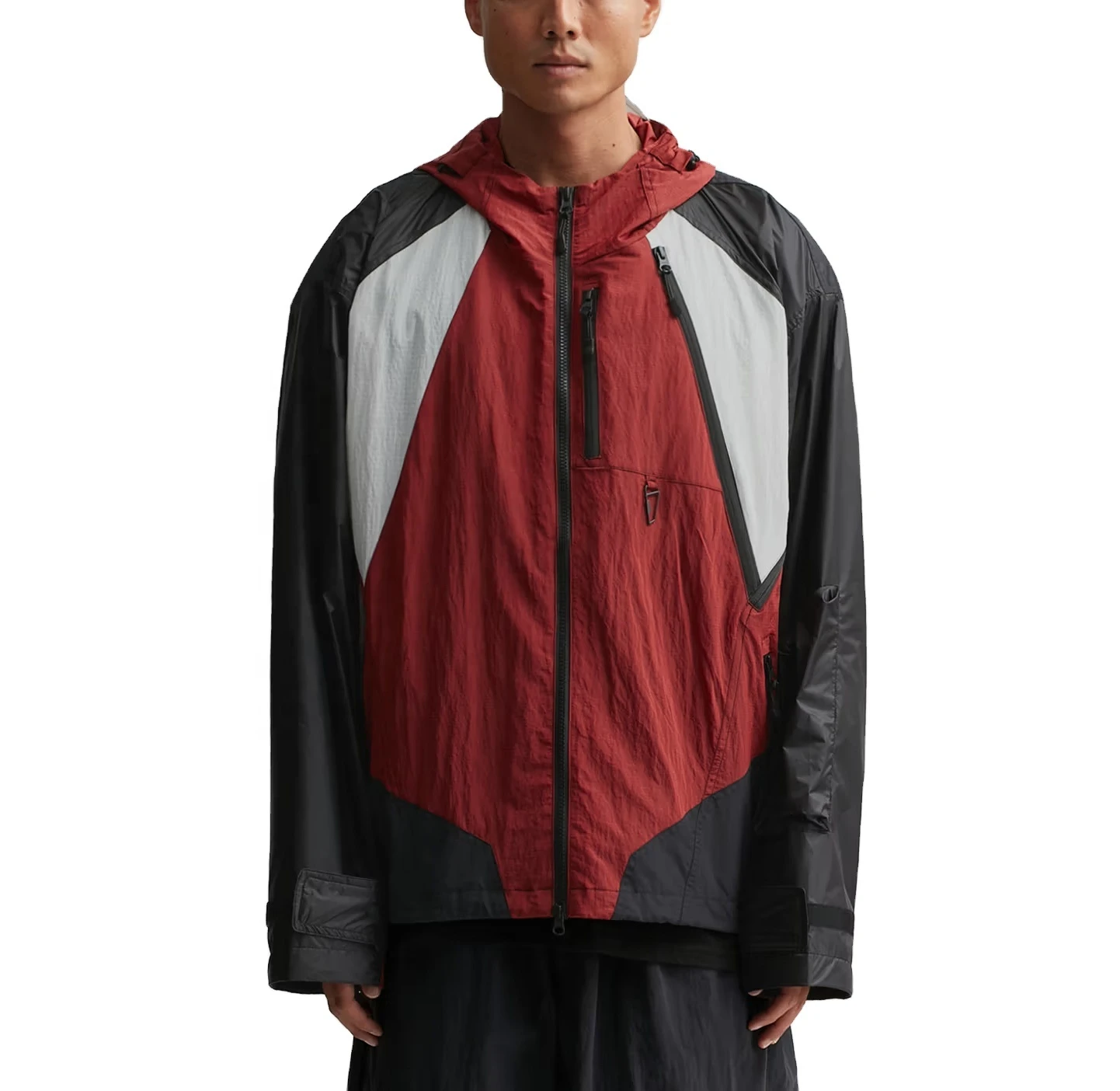 Custom Men's Crinkled Windbreaker Jacket Oversized Logo Print ...