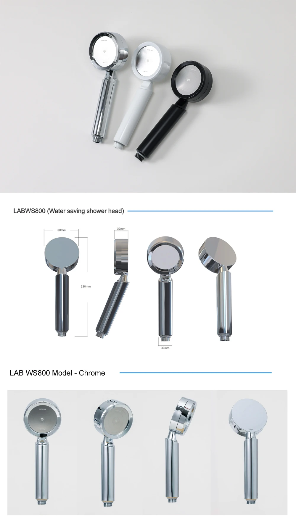 High Pressure Shower Head Water Lab Filtered Shower Head LABWS800 Water ...