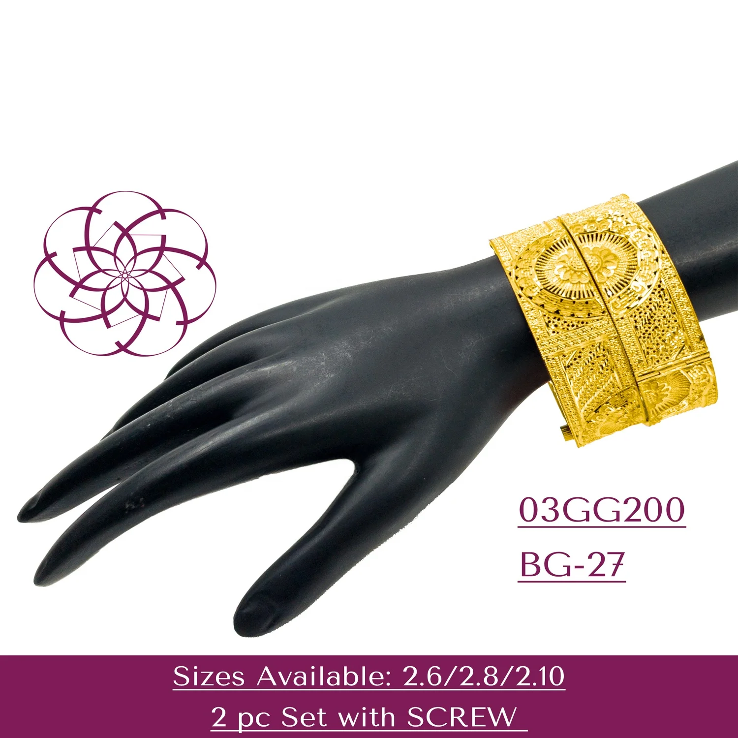 5 Gramme 24K Gold Plated Beautiful Bangles Set Earring Finger Ring ...