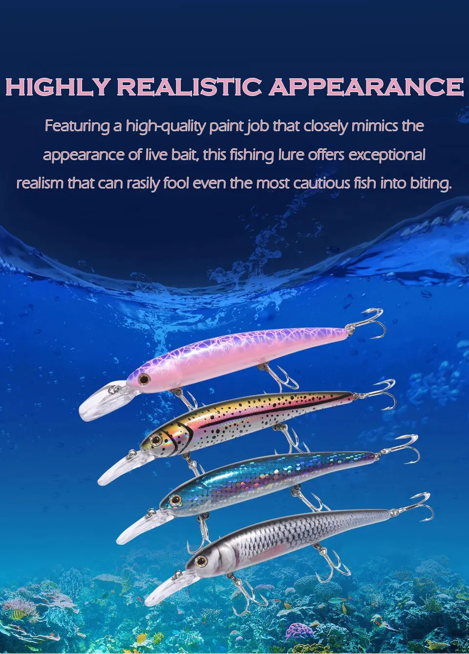 17g 145mm High Graphic Holographic Foil Painting Vivid Swim Action ...