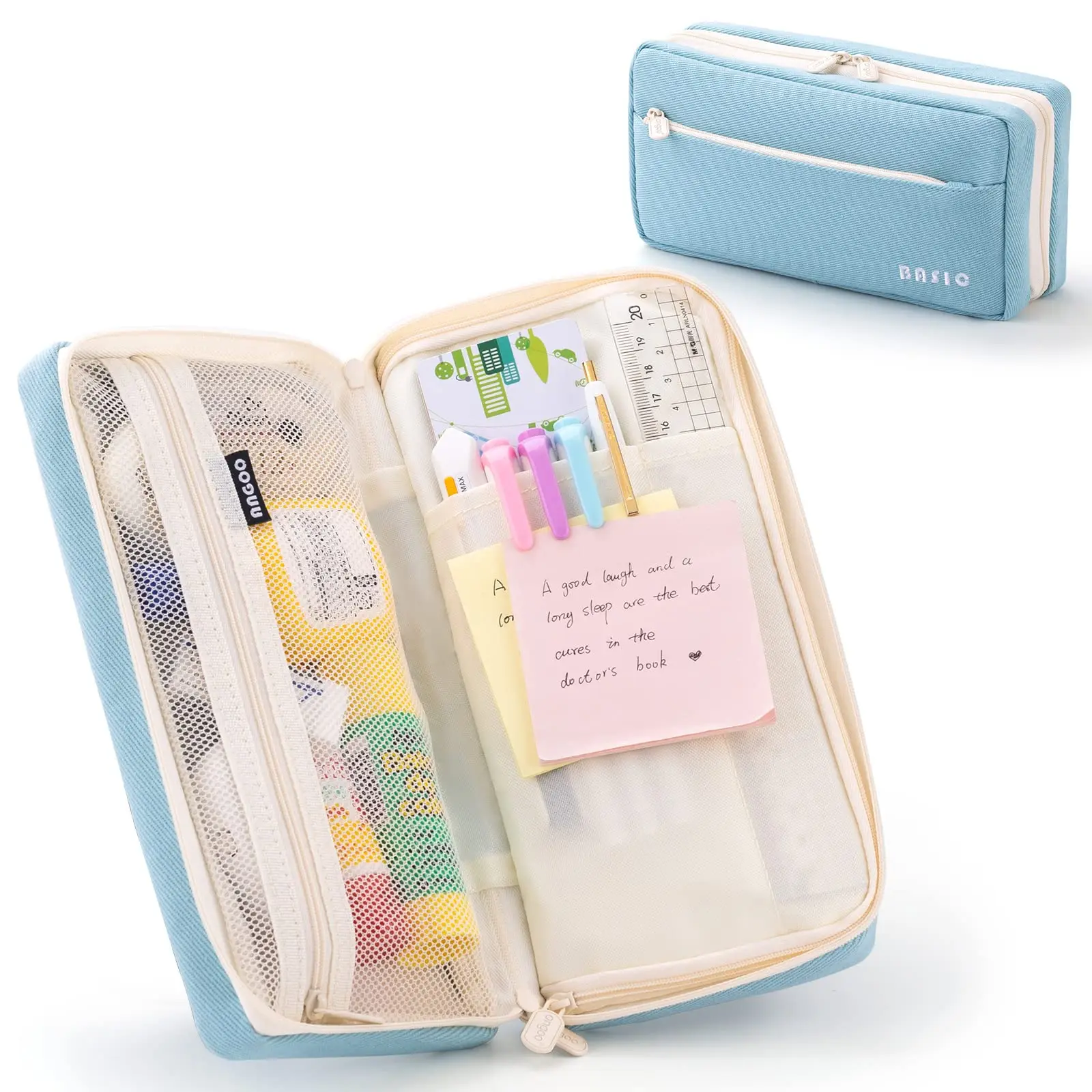 Multifunctional Canvas Stationery Bag Simple Large Capacity Zipper ...