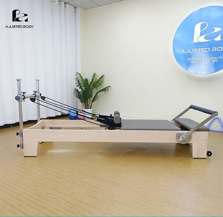 Wooden Pilates Reformer Metal Post Frame Adjustable Locking Wheel ...