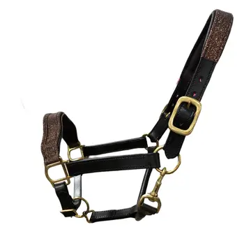 Glitter Halter - Brown Fully Adjustable Leather Halter,Padded And Fully ...