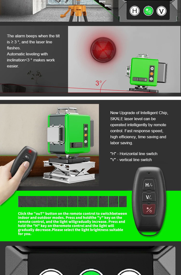 4d 16 Line Laser Level Battery 360 Horizontal Vertical Cross Light ...
