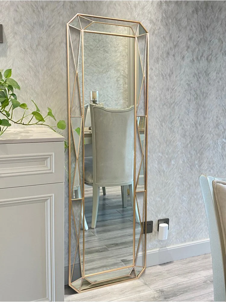 Modern Style Full Body Mirror Iron Metal Frame Luxury Wall Mounted Full ...