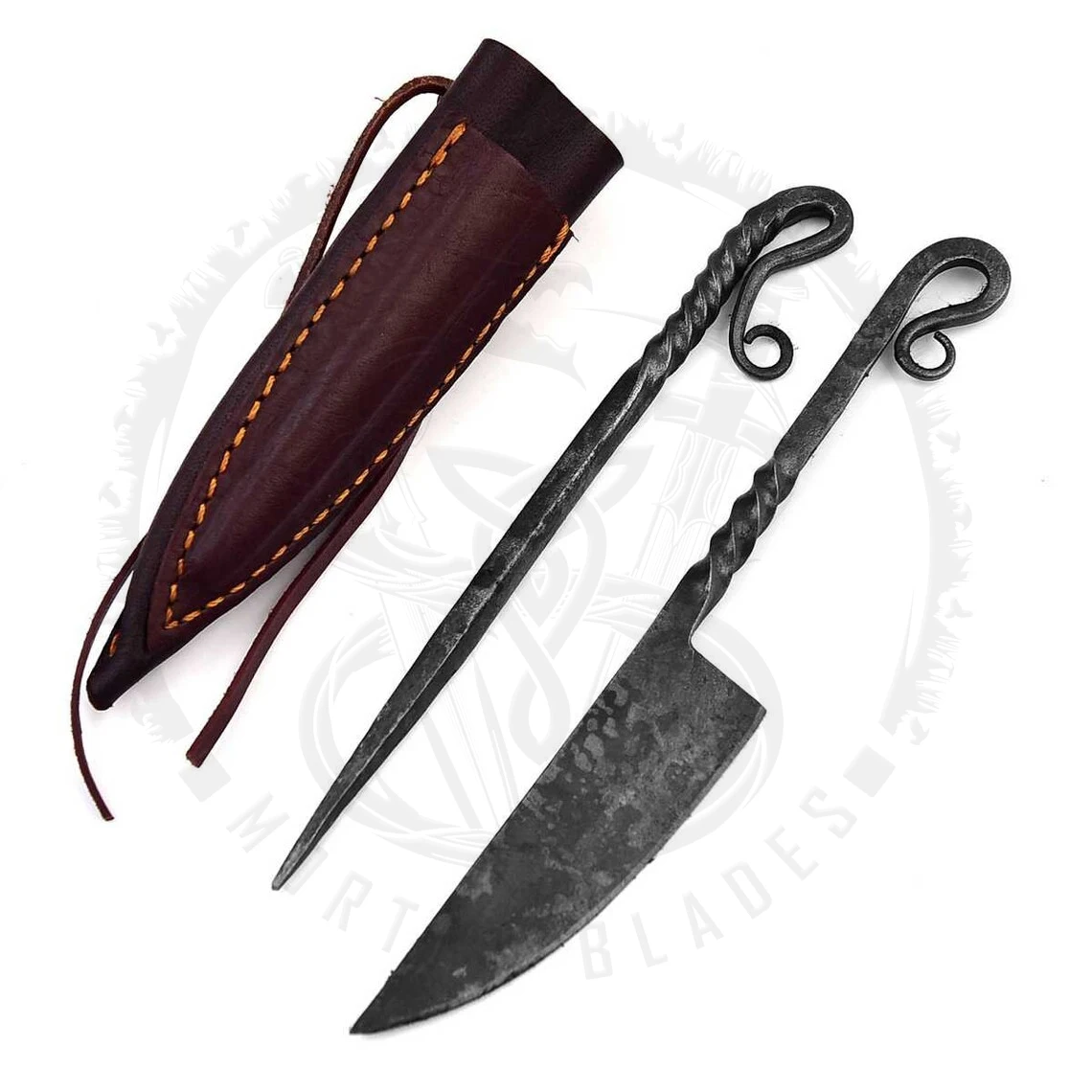 Handmade 2025 Medieval Viking Flatware Spoon Set Hot Sale Leather Pouch ...