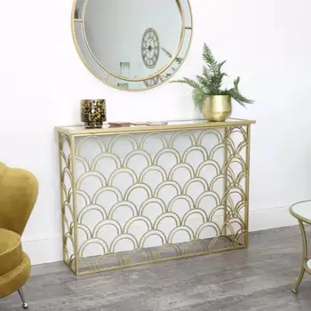 Slim Gold Mirrored Art Deco Console Table Is A Stunning Storage ...