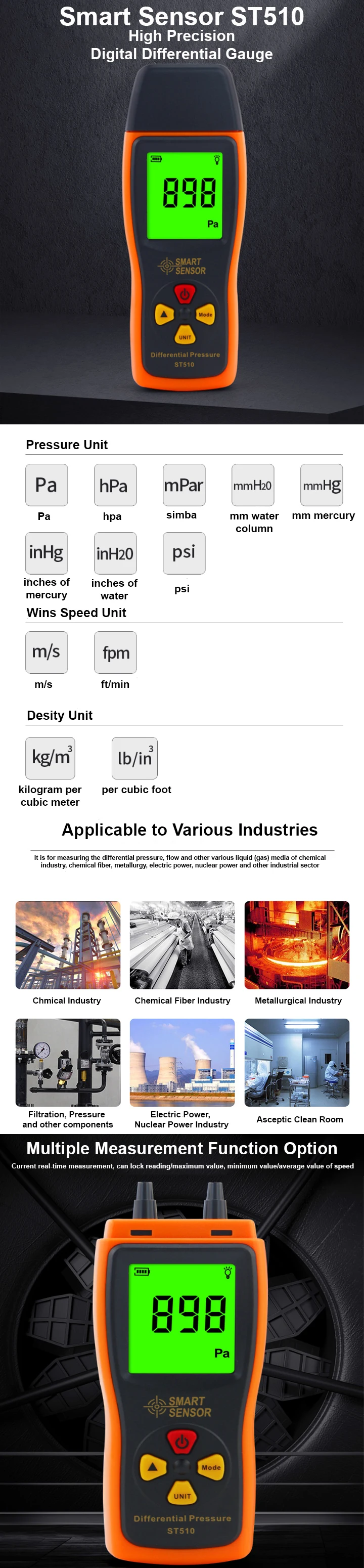 Smart Sensor ST510 - Precision Digital Pressure Gauge