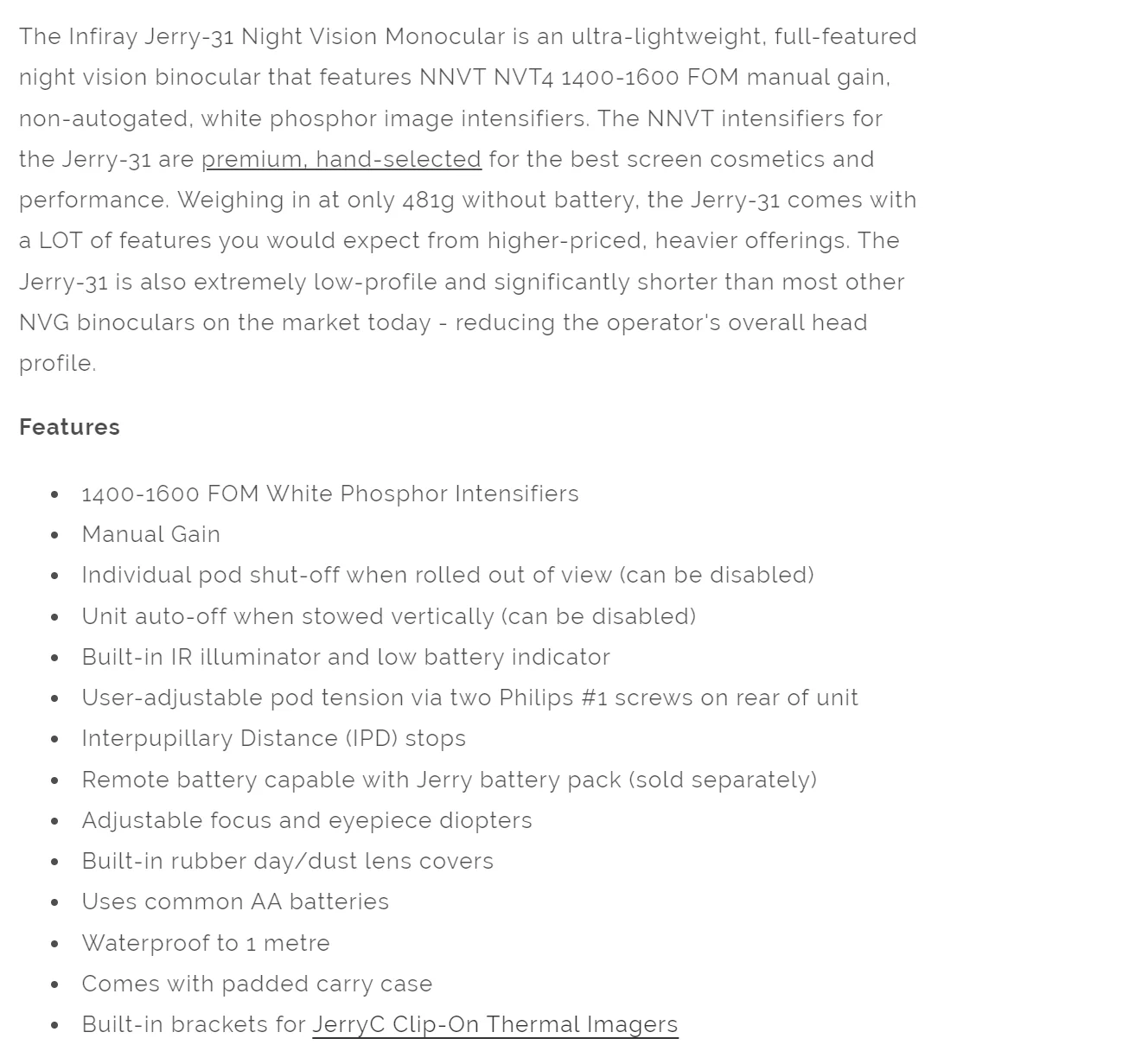 Jerry-31 Night Vision Binocular Goggle - Superior Low Light Performance