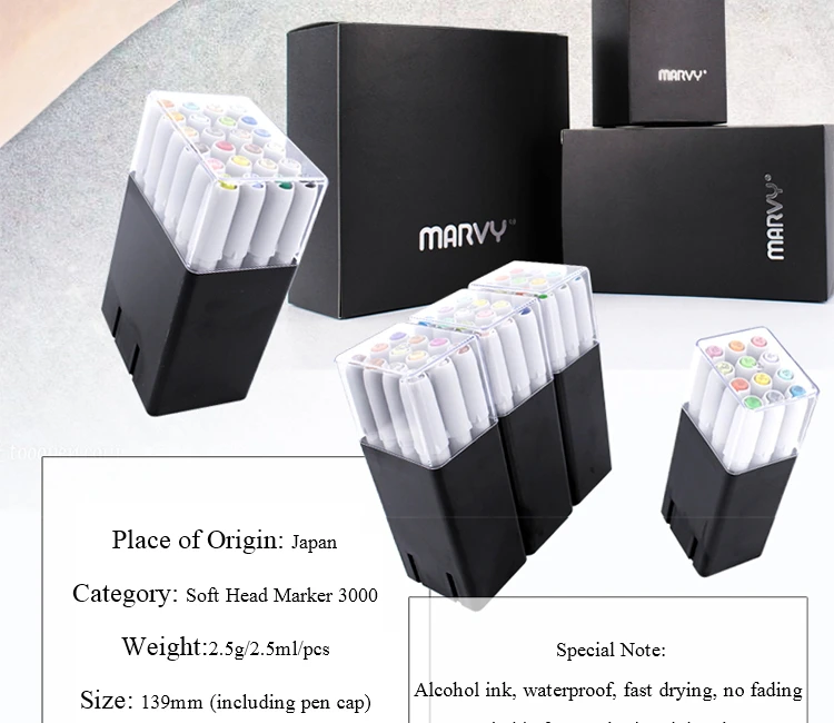 Marvy Uchida Alcohol Based Art Brush Marker Set - 12/24/36/72/144 ...