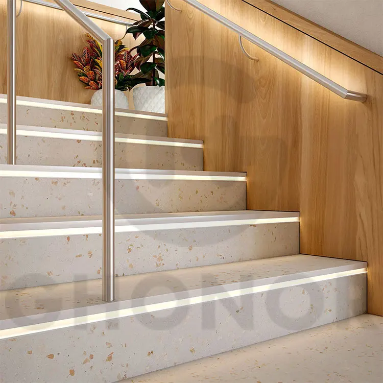 Aluminum Stair Led Nosing Trim PVC Corner Marbled Profile