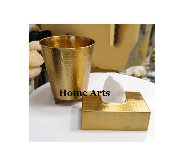 Aluminium Gold Color Waste Bin Fantastic Design Garbage Bin With Tissue ...